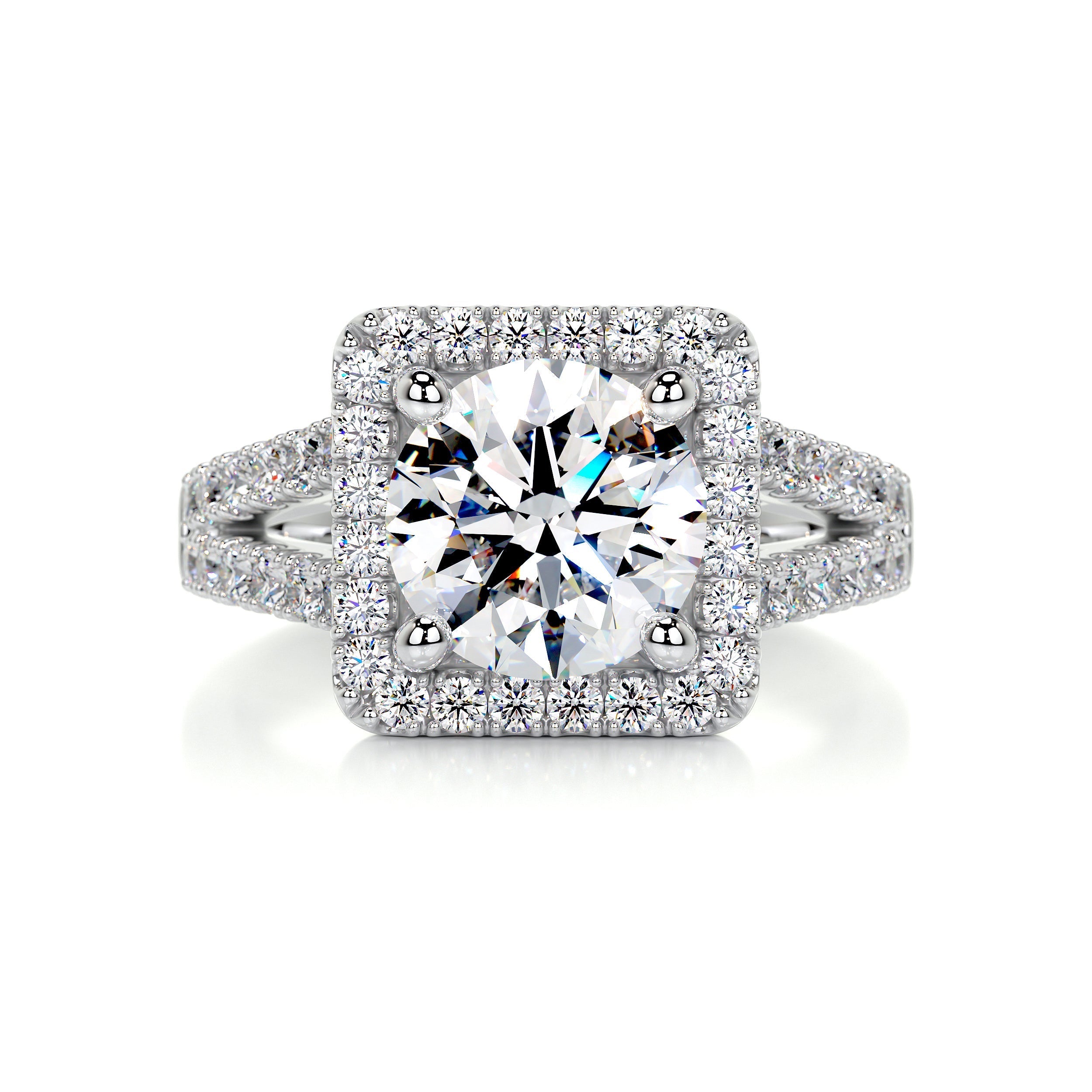 Pave Halo Round Moissanite Engagement Rings – L'Amour Brilliance